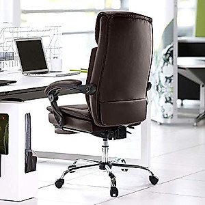 Office Chair, Ergonomic High Back Computer Chair with Reversible Footrest Height Adjustable Desk Chair, Brown