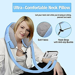 MoKo Neck Phone Holder, Lazy Gooseneck Phone Pillow Holder Bracket,360°Rotation Universal Mobile Phone Tablet Stand for 4"-11" Devices, fits iPhone 14/14 Pro Max/13, Galaxy S21,iPad Pro 11 2022, Blue