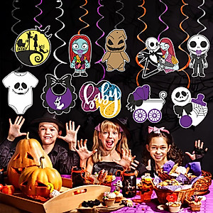 HigzYovn Nightmare Before Christmas Baby Shower Hanging Decorations, 10 Pieces, 8 x 9 inches, Round, Unisex, Hand Wash Only