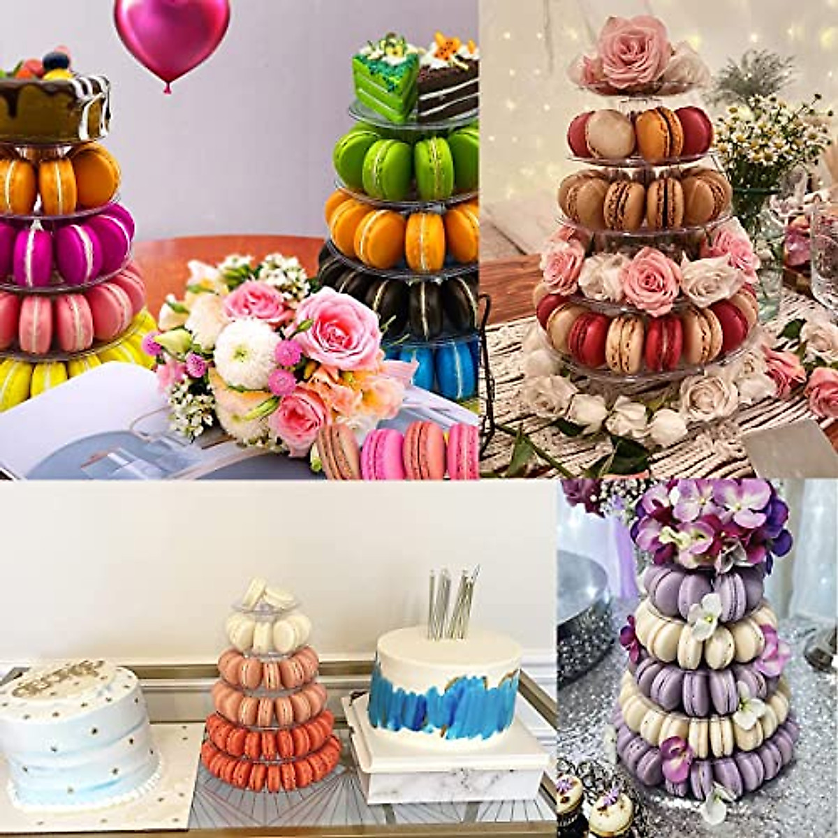 6 Tiers Round Macaron Tower Stand Cake Display Rack Cupcake Stand Desserts Display for Wedding Birthday Decor