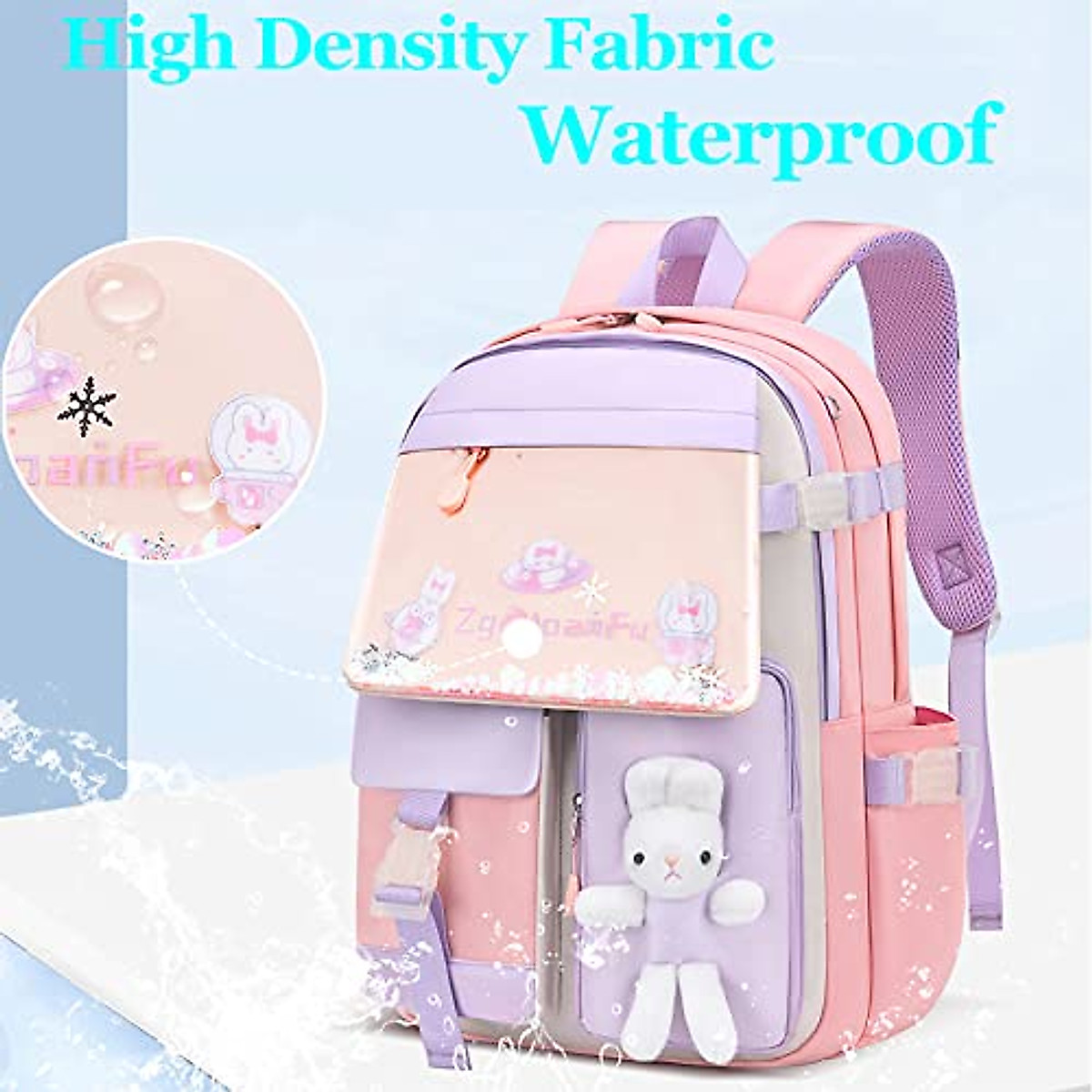 Purple Rabbit Backpack Cute Teenage Lightweight Waterproof Travel Bag Birthday Gifts Backpacks (Rabbit Purple, Large)