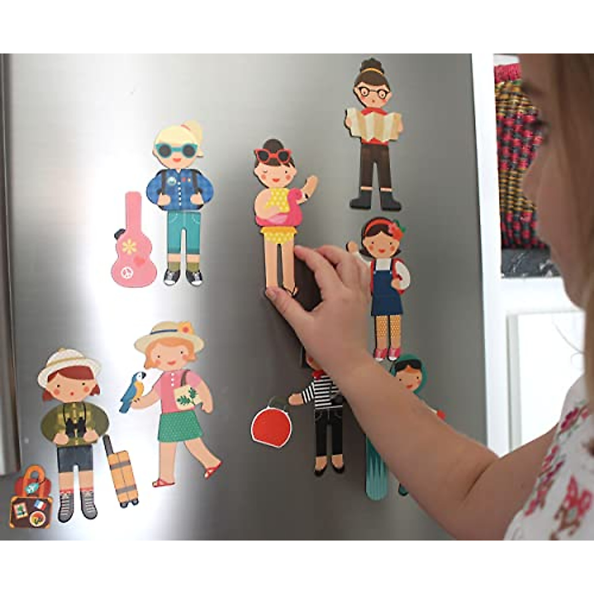 Petit Collage Magnetic Play Set, Little Travelers – Mix & Match Magnetic Game Board, Ideal for Ages 3+ – includes 2 Magnetic Scenes and over 25 Magnet Pieces, Ideal Travel Activity for Kids