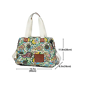 Malirona Canvas Shoulder Bag Travel Handbag Women Top Handle Satchel Crossbody Purse Floral Design
