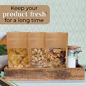 Kraft Stand Up Pouches, Zip Lock Storage; Packaging Bag, Food Storage Bags, Reusable Ziplock Bags with Window (20 x 30 cm (7.8x11.7 inch)-60.86 OZ, Kraft)