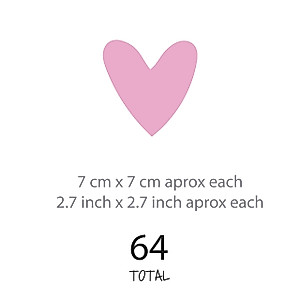 The Boho Design Hearts Wall Decals Peel and Stick for Kids, Baby Bedroom Nursery and Living Room. Love Vinyl Wall Stickers Decor (Pink)