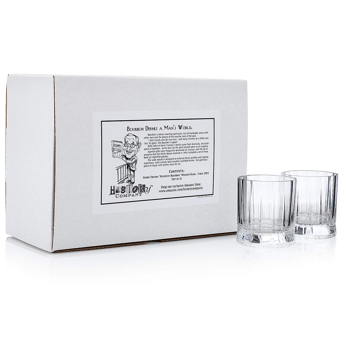 HISTORY COMPANY Harry Truman “Kentucky Bourbon” Gentleman’s Crystal Whiskey Glass, 2-Piece Set (Gift Box Collection)