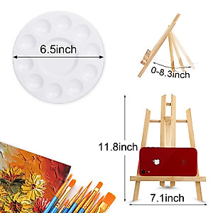 AROIC 96 PCS Painting Supplies Set with Easels, 8 PCS Wood Easels, 8 Packs of 80 Brushes with Nylon Brush Head and 8 PCS Palettes, Tabletop Wooden Art Easel for Kids & Adults Sip and Paint Party