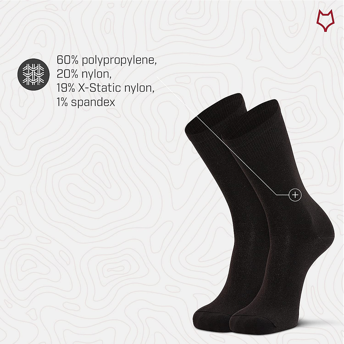 FoxRiver Standard X-Static Ultra-Lightweight Liner Crew Socks, Black, Large