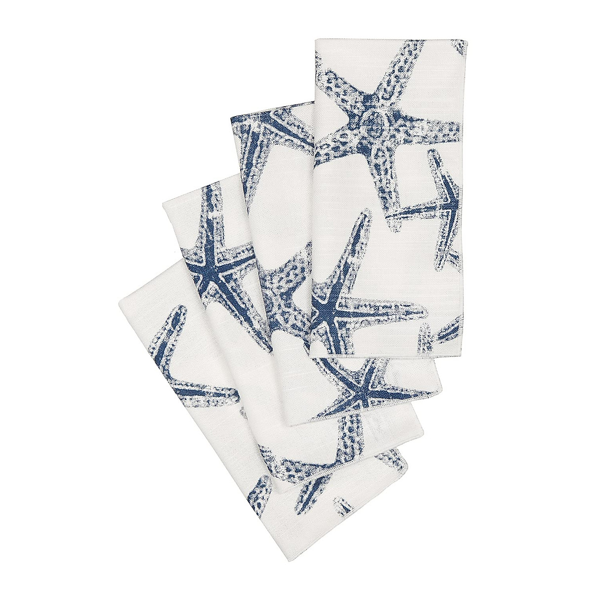 Cloth Napkins Table Linens Linen Napkins Dinner Napkins Nautical Beach Set of 12 Starfish Blue 18" x 18"