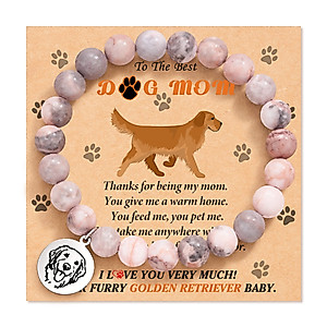 JOGDIAM Dog Mom Gifts for Women, Dog Gifts for Dog Lovers with Gift Message Card, Golden Retriever Gifts Dog Mom Bracelets for Mom, Grandma, Daughter, Wife, Girlfriend, Friends