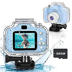 Dylanto Upgrade Kids Waterproof Camera Christmas Birthday Gifts for Girls Age 3-12 Children Digital Camera Underwater, HD Video Toddler Camera Toy for 5 6 7 8 9 10 Year Old Boys (Blue)