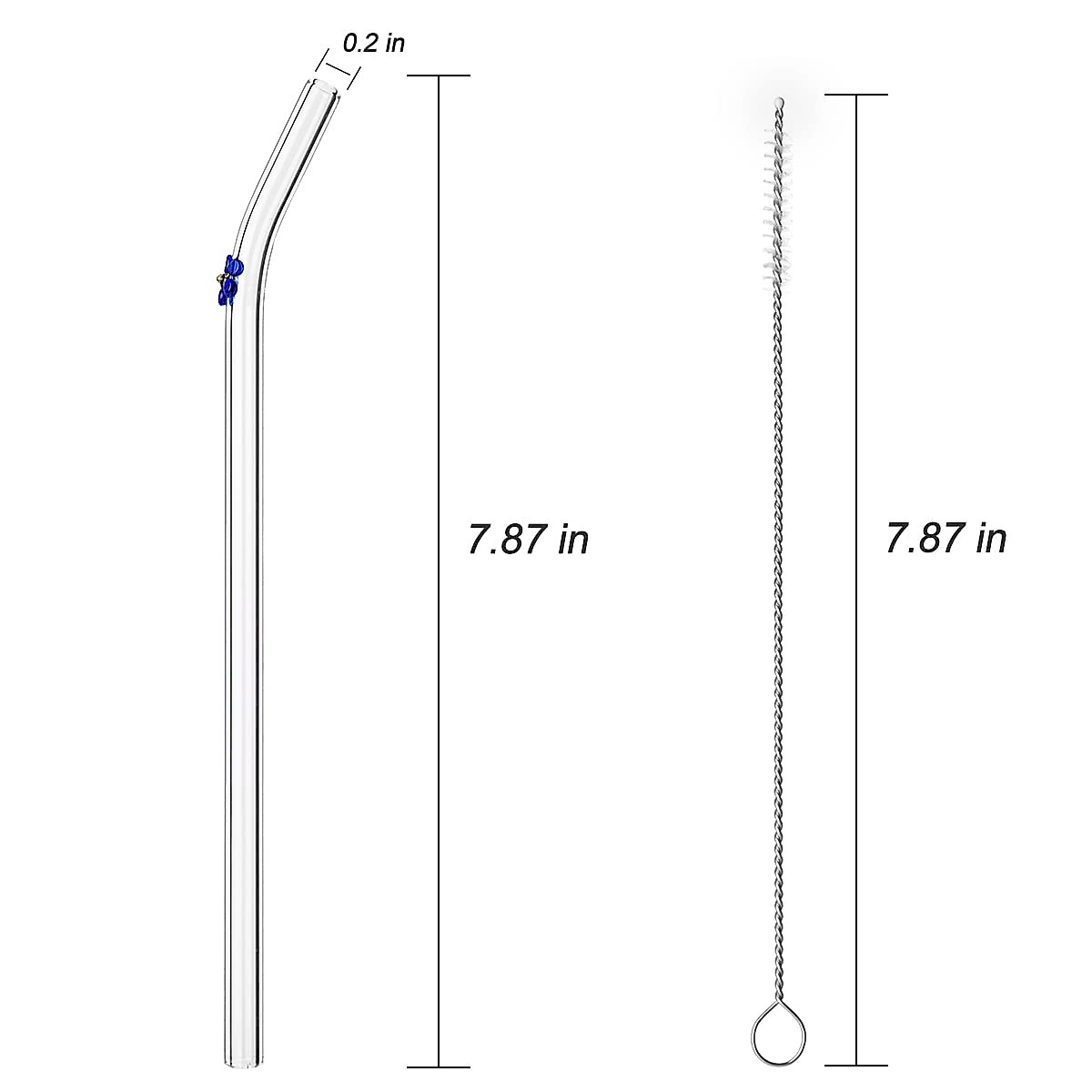 6PCS Reusable Glass Straw Flower Design Glass Straw,Colorful Straws Cocktails Bar Accessories Cleaning Brush Bent Drinking Straws for Hot and Cold Drinks (Flower)