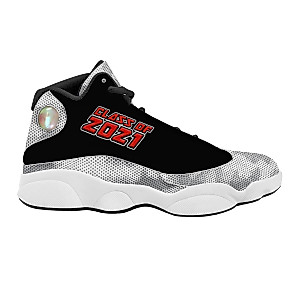 Customized Basketball Shoes with White Camouflage Design and 3 Optional Custom Text Areas for high School or College Teen in AJ13 Style