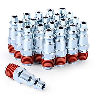 GASHER 1/4-Inch NPT Male Industrial Air Plug, Pneumatic Plugs 300PSI (20-Pack)