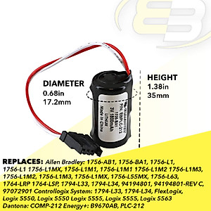 PLC 3V 1800mAh Energy+ Allen Bradley Replacement Battery 1756-AB1 1756-BA1