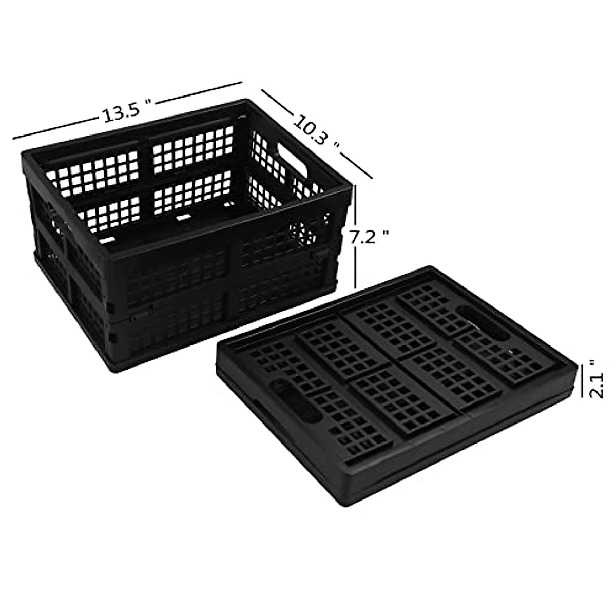 Zopnny 4 Packs Collapsible Milk Crates, 15 L Plastic Stackable Storage Bins Utility Folding Baskets, f