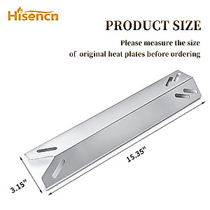 Hisencn 15.35'' Heat Plates for Cuisinart 2556, 2456, GAS2456AS, GAS2556AS, GAS1456ASO, GAS1456BSO, GAS2420AS, Heat Tents Replacement Parts for Cuisinart 5-Burner Gas Grill, Stainless Steel, 5-Pack