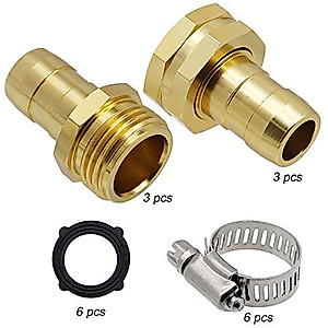 Triumpeek Garden Hose Repair Connector with Clamps, Set of 3 Aluminum Water Hose End Replacement Fit for 3/4" and 5/8" Garden Hose Fittings