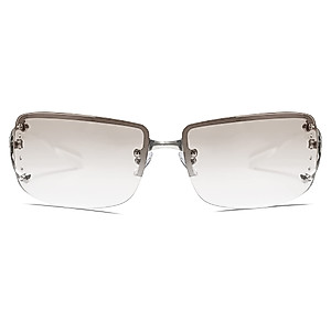 VANLINKER Rimless Frameless Rectangle Sunglasses for Women Stylish Y2k Shades White Metal Frame