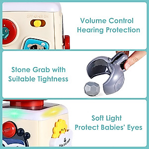 iPlay, iLearn Toddler Construction Crane Music Toys, Baby Activity Cube w/ 4 Inertia Push Go Vehicles Cars, Tractor Backhoe Dump Truck, Birthday Gifts Set 18 24 Month 2 3 4 5 Year Old Infant Boys Kids