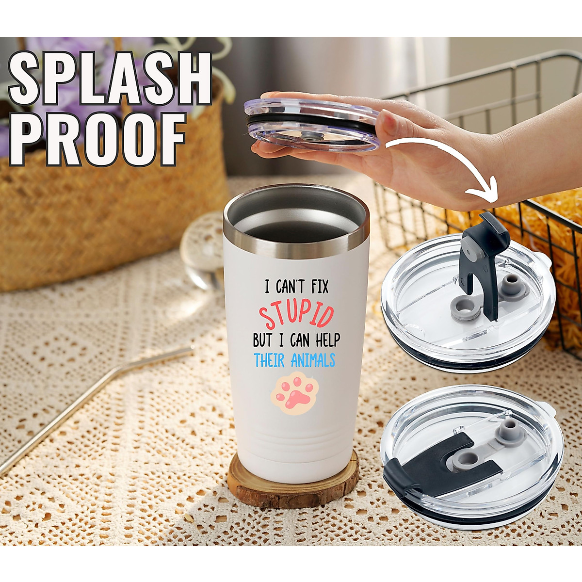 Onebttl Vet Tech Gifts, Appreciation Gifts for Veterinary Technologists on Christmas, Birthday and End of Year, 20 oz Stainless Steel Insulated Tumbler - Help Their Animals