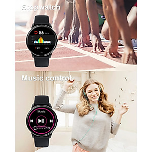 ASIAMENG Smart Watch for Women, Round Smartwatch for IP68 Waterproof with Heart Rate Monitor, Sleep Monitor, Calorie Monitor, Pedometer Stopwatch Fitness Watch, Smart Watch for iPhone Android