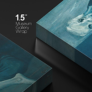 wall26 Canvas Print Wall Art The Old Guitarist by Pablo Picasso Cultural People Oil Painting Fine Art Traditional Dramatic Multicolor Ultra for Living Room, Bedroom, Office - 24"x36"