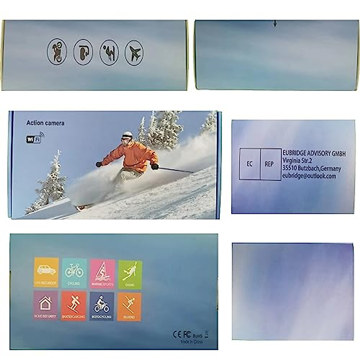 Jadfezy WiFi Action Camera Ultra HD 1080P, 12MP Sports Camera Wide-Angle 2" LCD Screen, 30m/98ft Underwater Waterproof Camera with 2 Batteries and Accessories Kit for Helmet and Bicycle etc.