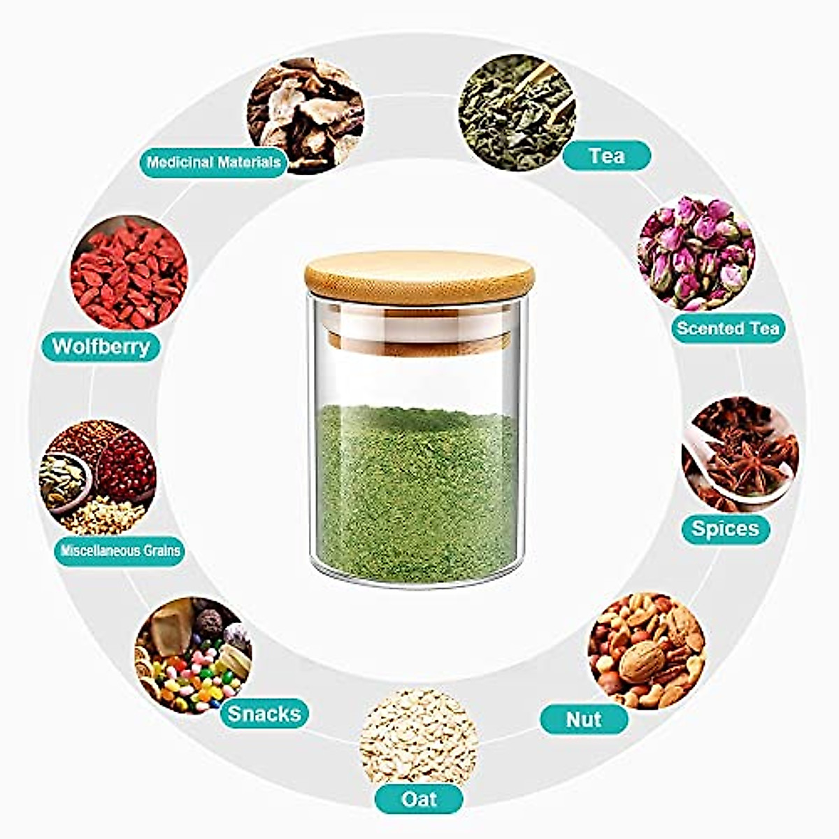 Nialnant 12 Pcs Glass Spice Jars with Bamboo Lids, 6oz Small Glass Jars with Labels & Pen, Glass Storage Jars for Kitchen Tea Coffee Sugar Nuts