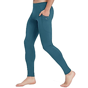 Willit Men's Active Yoga Leggings Pants Running Dance Tights with Pockets Cycling Workout Pants Quick Dry Dark Blue L