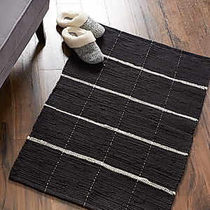 DII Modern Farmhouse Cotton Chindi Rug Collection, 26x40, Black & Cream