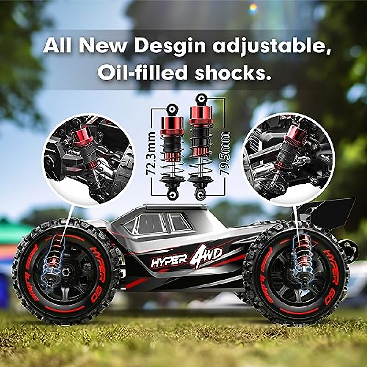 HYPER GO H14BM 1/14 Brushless RC Cars for Adults Fast 50 mph, RC Trucks 4wd Offroad Waterproof, Electric Powered High Speed RC Car, Scary Fast Extreme RC Truggy with 3S Battery for Snow Sand