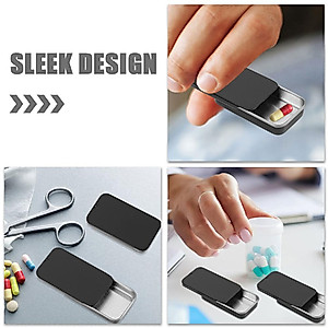 iplusmile Mini Slide Top Tin 2pcs Metal Rectangular Sliding Lid Boxes Containers Push-pull Case Coin Candy Storage Holder for Wedding Jewelry Lip Balm Cosmetic Organizer