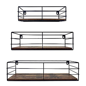 CRUGLA Floating Shelves Wall Mounted Set of 3, Hanging Storage Shelf for Bathroom, Living Room, Bedroom, Kitchen Home Decor