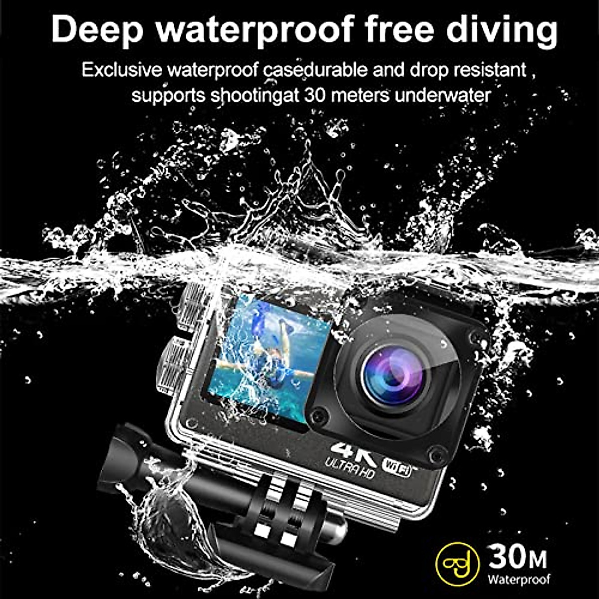 Waterproof Digital Camera for Photography WIFI Video 4K 24MP Vlogging Camera for YouTube 2 Inch LCD Screen 1080P 60FPS 170° Wide Angle16X Digital Zoom Anti-shake Video Camera with Remote Control