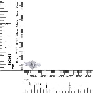 Jewel Zone US White Natural Diamond Cluster Ring in 14k White Gold Over Sterling Silver