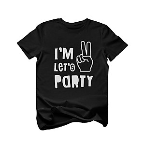 I'm Two Let's Party 2nd Birthday Shirt Gifts for 2 Year Old Boy Girl Toddler Kids T-Shirt 3T Black