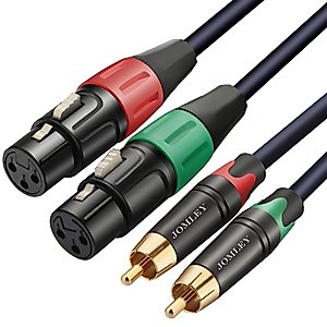 JOMLEY XLR to RCA Cable, Heavy Duty Dual XLR Female to Dual RCA Male Patch Cord HiFi Stereo Audio Connection Interconnect Lead - 3.3ft