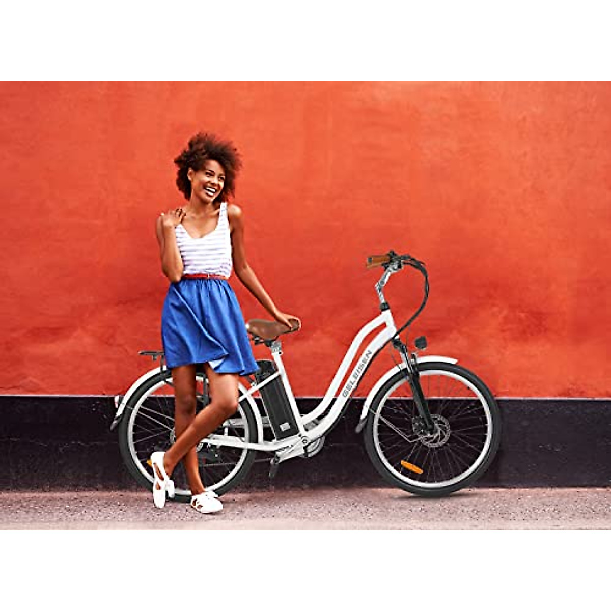 GELEISEN Electric Bike for Adults 500W Electric City Cruiser 25Mph Step-Thru Electric Bicycle, 48V 10Ah/13Ah Removable Battery, 26" Electric Commuter Bike for Adults, Professional 7-Speed