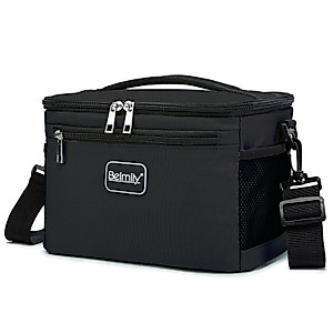 BEIMILY 2 Pack Insulated Lunch Bag Lunch Box for Women Men Insulated Cooler Lunchbox,Small Soft Sided Cooler Hand bags,lunch box for work with Adjustable Shoulder Strap (black+black),2305AC