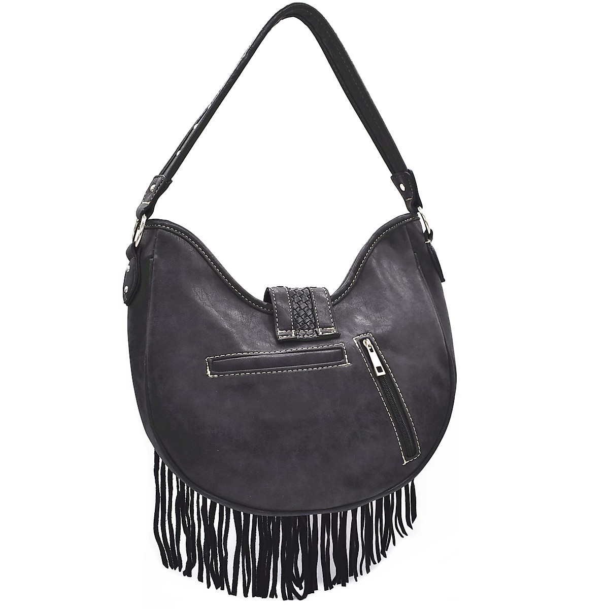 Western Style Fringe Leather Concealed Carry Purse Country Handbag Women Shoulder Bag Crossbody Wallet Set Black