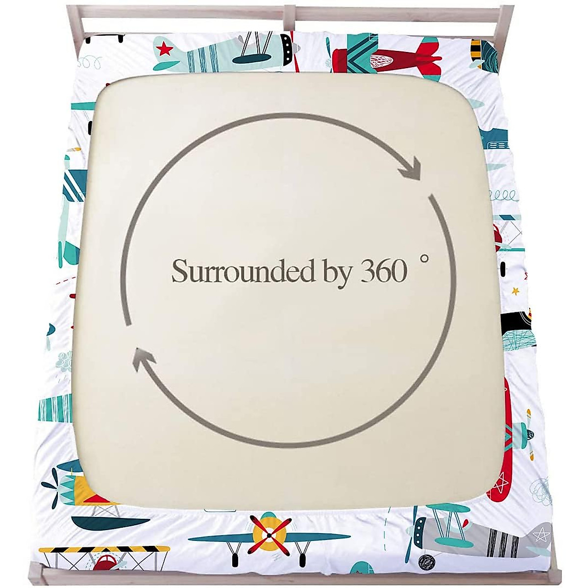 Yasida Twin Bed Sheets Kids, Twin Sheets 2 Pack for Kids, Fitted Sheet Twin, Airplane Printed Bed Sheets for Girls or Boys, Bed Fitted Sheet and Pillowcases Set, 100% Brushed Microfiber Fabric