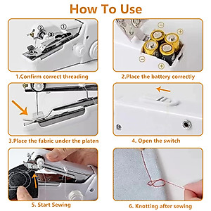 Handheld Sewing Machine, Portable Sewing Machine for Beginners, Battery Operated Mini Sewing Machines Small Sewing Device for Quick Stitching, Home Travel DIY