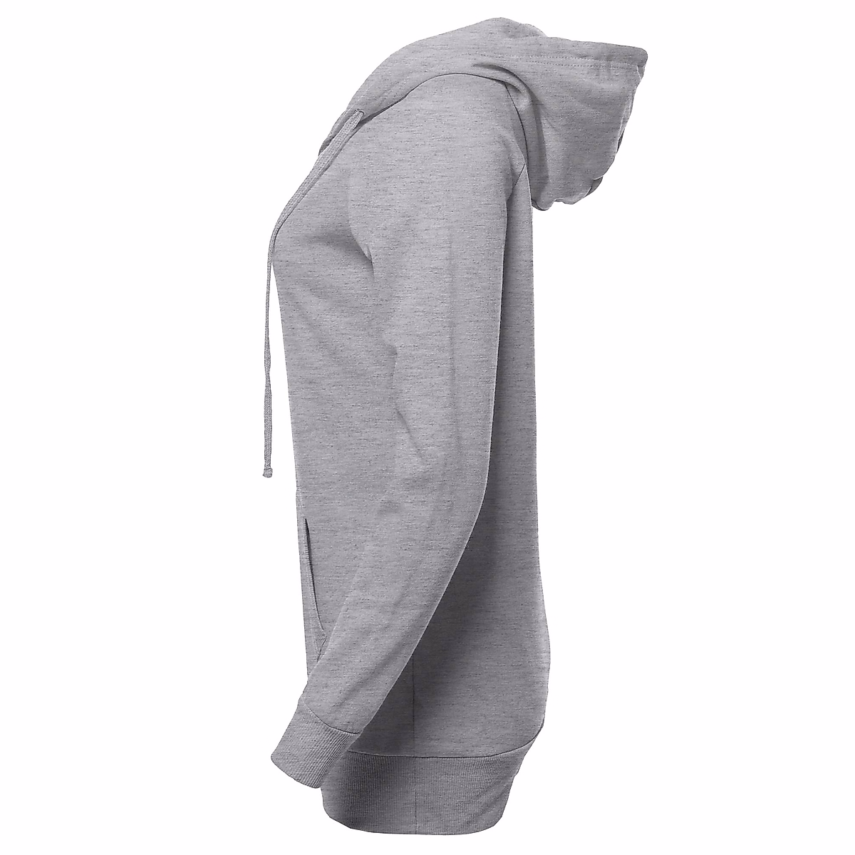 Awesome21 Casual Raglan Long Sleeve Pocket Long-Line Hoodie Heather Gray S