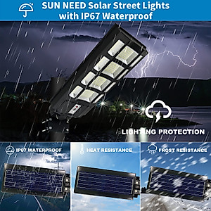SUN NEED Solar Street Light,400W Solar Street Lights Outdoor Dusk to Dawn Motion Sensor with Remote Control IP67 Waterproof Solar Outdoor Light for Parking lot Backyard Street Garden etc