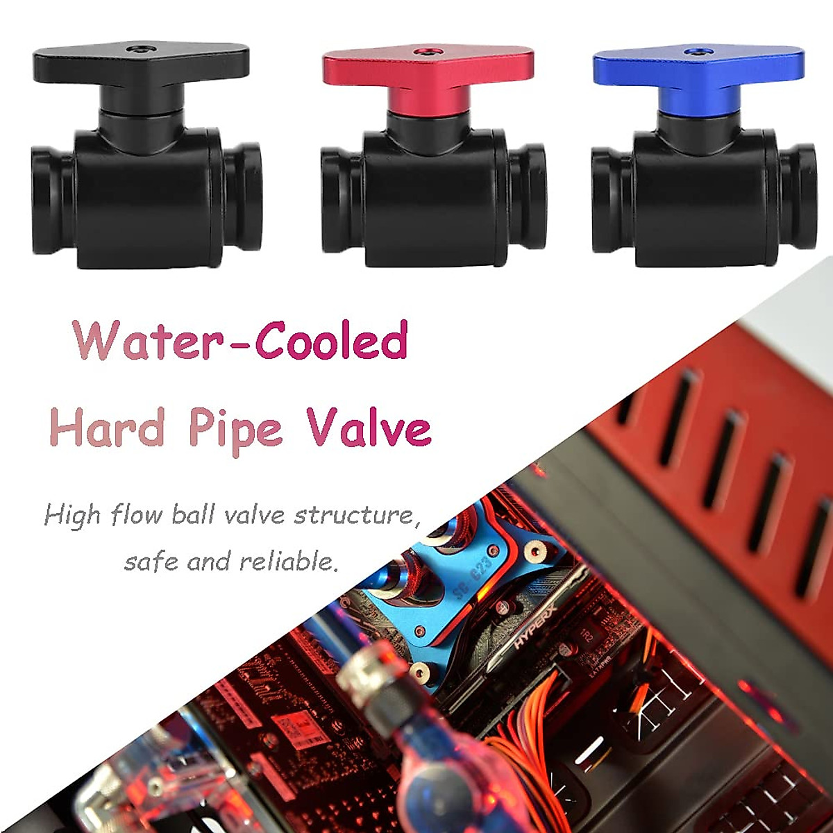 Diyeeni Water Cooling Valve, G1/4 screw thread brass Water Cooling Valve, High flow ball valve structure for Computer Water Cooling System, solid and durable(Black switch)