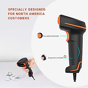1D 2D QR Barcode Scanner Wireless and Wired with 2.4G Wireless & Bluetooth Function,328 Feet Transmission Distance,Scanner Reader Barcode Hand held Scanner Compact Plug and Play Mode