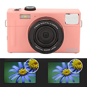 Digital Camera,4K Digital Camera 3.0inch Screen 4X Zoom 56MP Prevents Shake Vlogging Camera for Kids Adult Beginners (Pink)