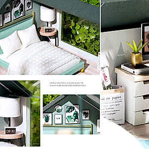 Spilay DIY Dollhouse Miniature with Wooden Furniture,DIY Dollhouse Kit with Dust Proof and Music Movement,1:24 Scale Creative Room Gift Idea for Adult Friend Lover(Meet Happiness)