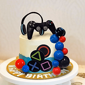 30 PCS Video game themes Cake Toppers ,Headset Cake Decoration Ball , Controller Cake Decoration for Birthday Party Cake Decoration (Colour)
